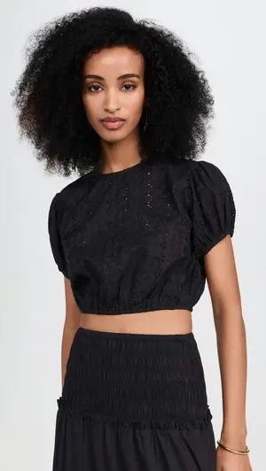 Playa Lucila Eyelet Crew Top
