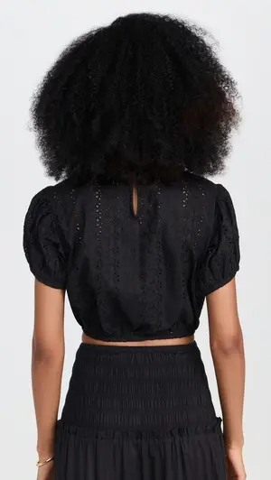 Playa Lucila Eyelet Crew Top
