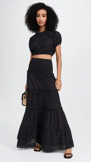 Playa Lucila Eyelet Crew Top