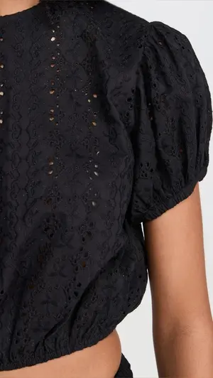 Playa Lucila Eyelet Crew Top