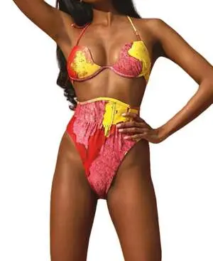 ANDREA IYAMAH Gura Bikini Top In Eros Print - Multi