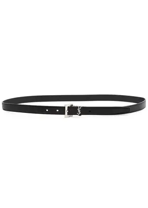 Saint Laurent Cassandra Grained Leather Belt - Black
