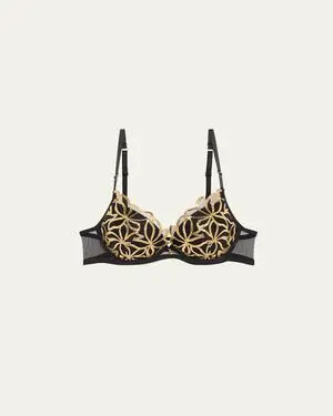 Lise Charmel Eclats D'or Metallic Embroidered Contour Bra - No