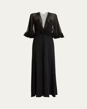 Chloé Chloe Ruffle Shrug Maxi Dress - Black