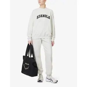 ADANOLA Oversized Crewneck Fleece Sweatshirt - Light Grey Melange/black