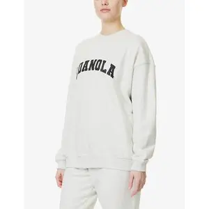 ADANOLA Oversized Crewneck Fleece Sweatshirt - Light Grey Melange/black
