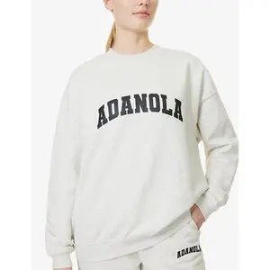 ADANOLA Oversized Crewneck Fleece Sweatshirt - Light Grey Melange/black
