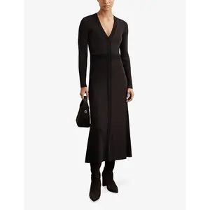 REISS Pointed-toe Leather Knee-high Boots - Chocolate