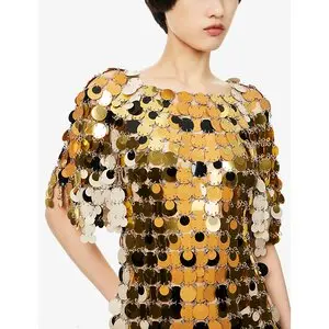 Rabanne Sequin Short-sleeves Woven Mini Dress
