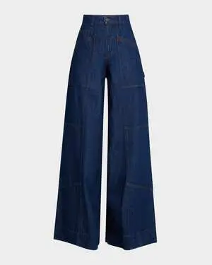Veronica Beard Veronica Beard Freddy High-Rise Wide-Leg Jeans - Indigo Rinse