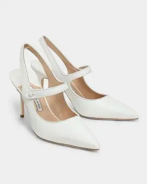 Manolo Blahnik Camparisli Leather Pumps - White