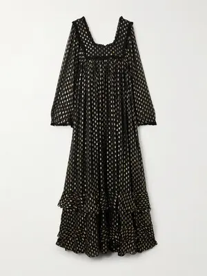 Chloé Lace-trimmed Fil Coupé Silk-blend Chiffon Gown
