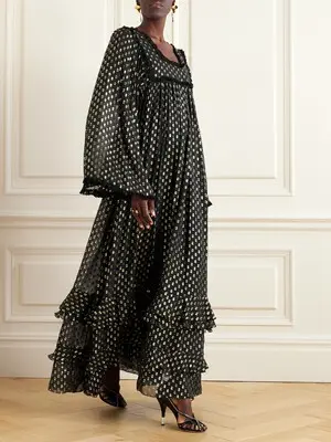 Chloé Lace-trimmed Fil Coupé Silk-blend Chiffon Gown