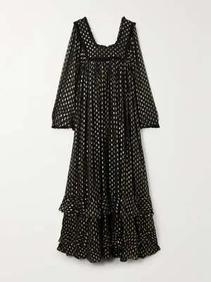 Chloé Lace-trimmed Fil Coupé Silk-blend Chiffon Gown