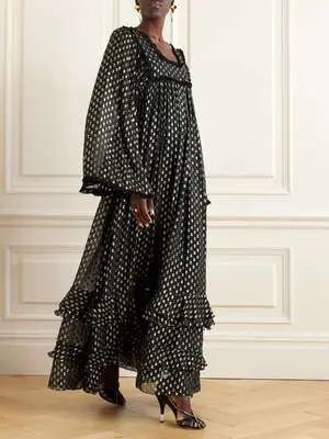 Chloé Lace-trimmed Fil Coupé Silk-blend Chiffon Gown