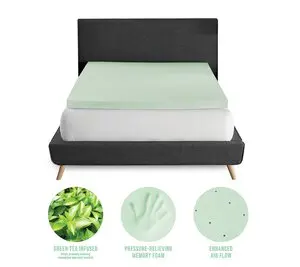 BODIPEDIC 3' Green Tea Memory Foam Mattress Top Per, Cal King