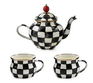 MACKENZIE-CHILDS 4 Cup Tea Pot And Set Of 2 Mugs - One-color