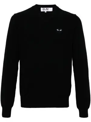 Play Comme Des Garcon Heart-patch Wool Jumper - Black