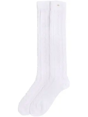 Valentino Garavani VLogo Perforated Socks Neutrals
