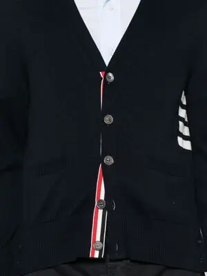 Thom Browne 4-bar Relaxed Fit V-neck Cardigan - Blue