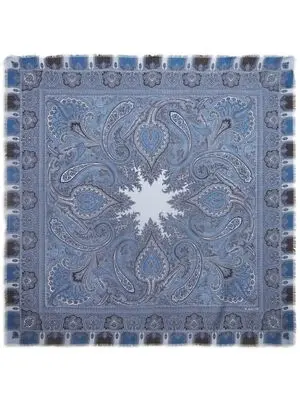 Etro Printed Cashmere Scarf - Blue