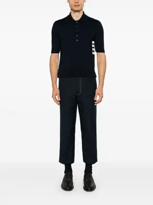 Thom Browne Cotton 4-bar Relaxed Fit Polo - Blue