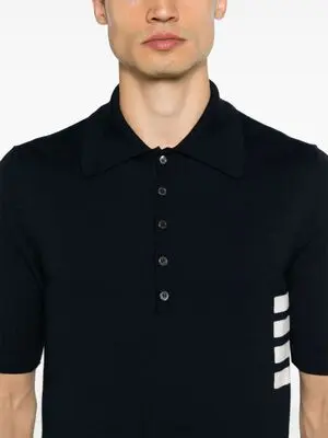 Thom Browne Cotton 4-bar Relaxed Fit Polo - Blue