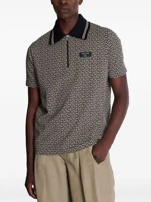 Balmain Labyrinth Jacquard Polo Shirt - Black