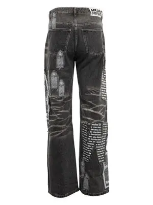WHO DECIDES WAR Motif Patched Jeans