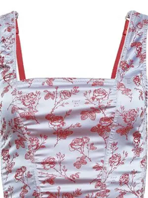 FLEUR DU MAL Rose-jacquard Corset Top