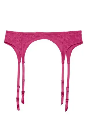 FLEUR DU MAL Le Stretch Lace Garter Belt - Pink