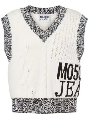 Moschino Intarsia-knit Logo Top - White