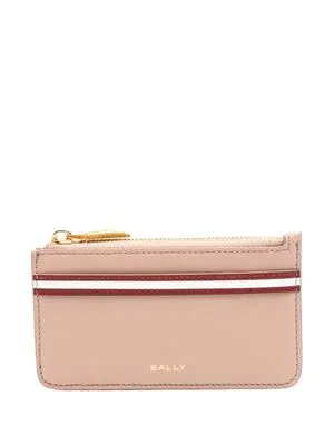 Bally Code Zipped Card Holder In Leather Pink