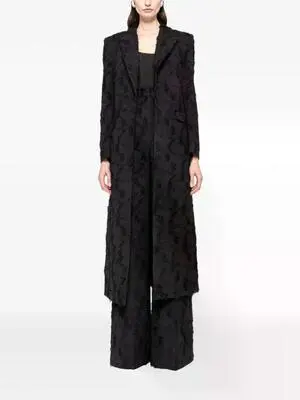 NISSA Fringed Long Coat - Black