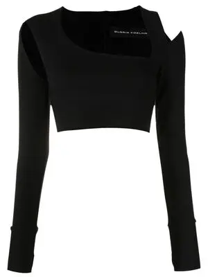 GLORIA COELHO Cut-out Crop Top - Black