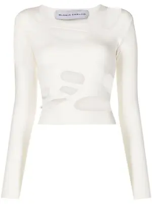 GLORIA COELHO Cut-out Long-sleeve T-shirt - White