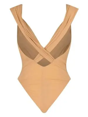 Saint Laurent Cross-back Silk Bodysuit - Neutrals