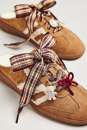 Anthropologie Shoe Charm & Laces Set - Brown Plaid/teddy Bear