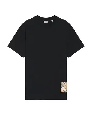 Burberry T-shirt With Check Label - Black