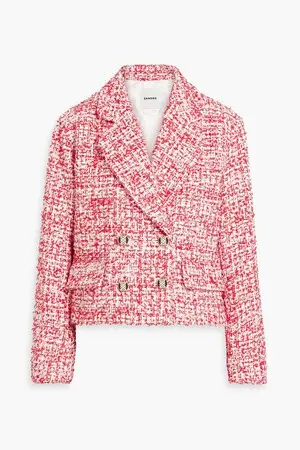 Sandro Double-breasted Metallic Tweed Blazer