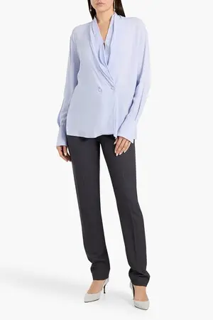 Another Tomorrow Draped Stretch-crepe Blouse - Lilac