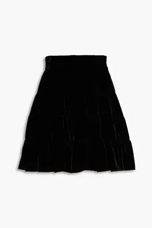 Sandro Tiered Velvet Mini Skirt
