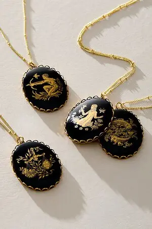 Free People Jules Onyx Zodiac Necklace - Aries