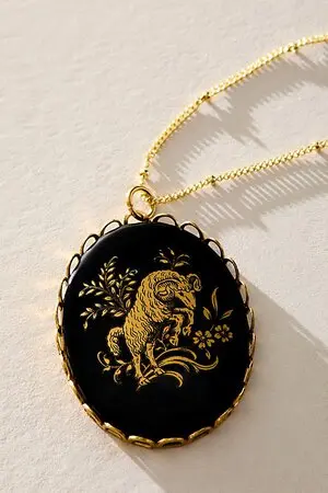 Free People Jules Onyx Zodiac Necklace - Aries