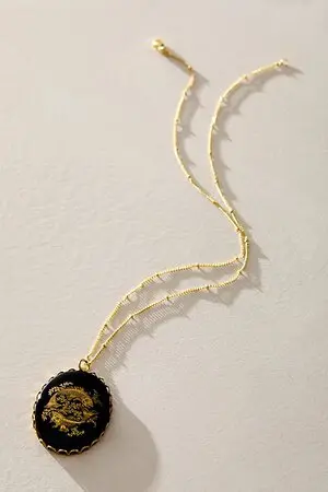 Free People Free People Jules Onyx Zodiac Necklace Pisces