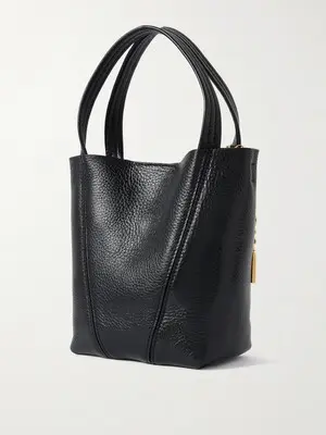 Chloé Spin Small Embellished Textured-leather Tote - Black