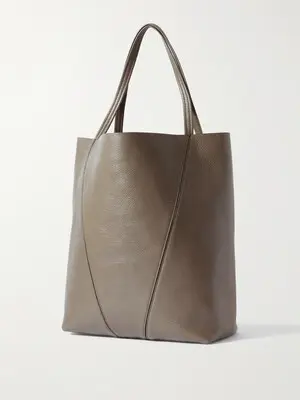 Chloé Spin Embellished Textured-leather Tote - Brown