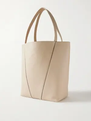 Chloé Spin Textured-leather Tote - Ecru