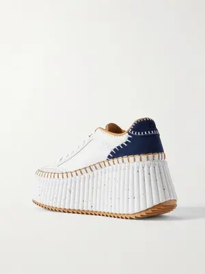 Chloé Nama Leather Platform Sneakers - White