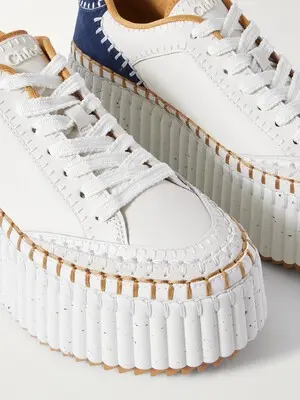 Chloé Nama Leather Platform Sneakers - White